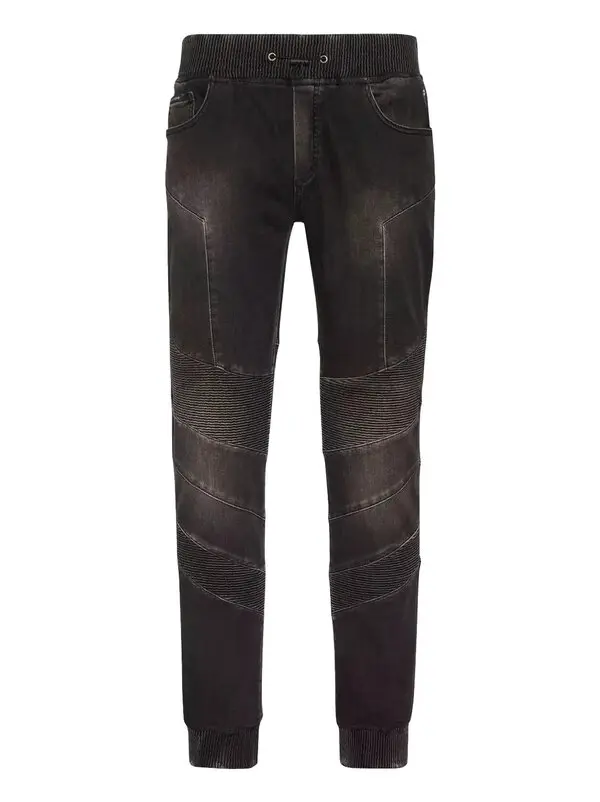 Philipp Plein Logo-appliqué Tapered Jeans - Black