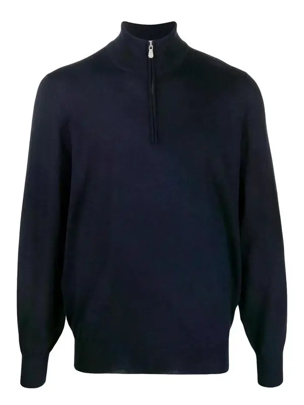 Brunello Cucinelli Half-zip Knitted Jumper - Blue