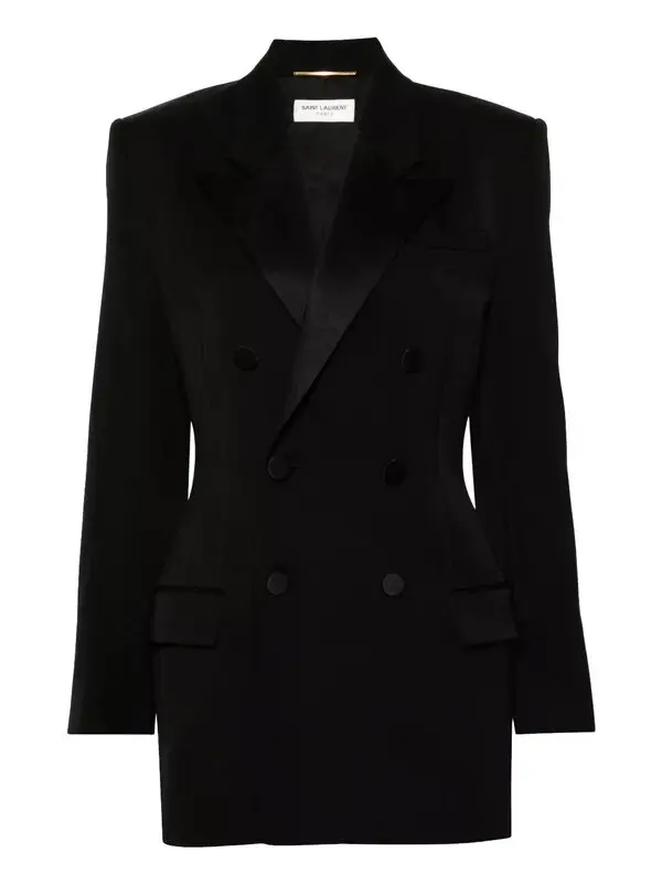 Saint Laurent Wool Double-breasted Blazer - Black