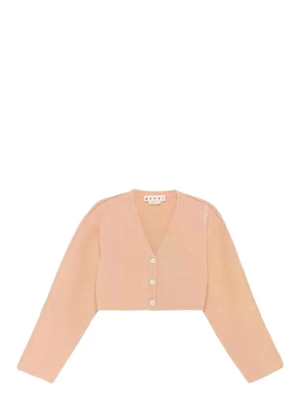 Marni Logo-embroidered Virgin Wool Cardigan - Orange