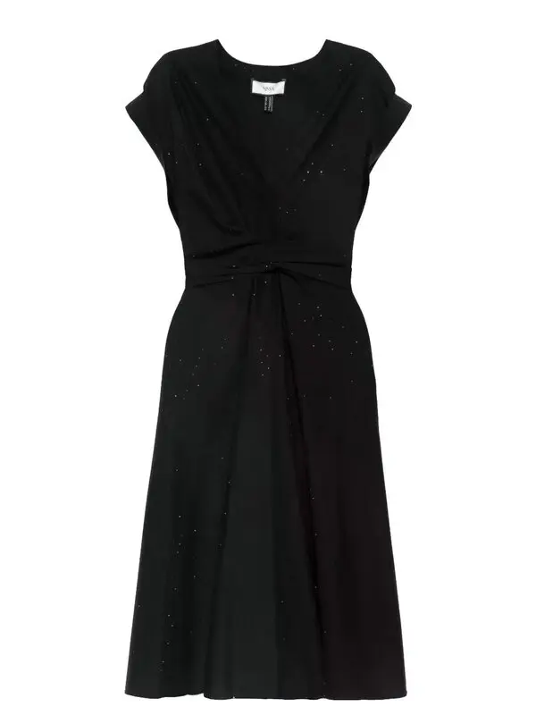 NISSA Rhinestone-embellished Dress - Black