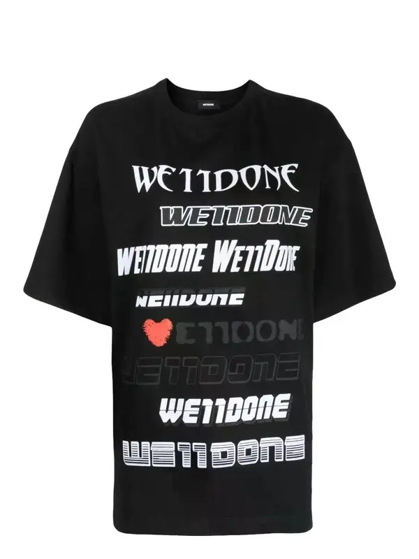 We11Done Logo-print Cotton T-shirt - Black