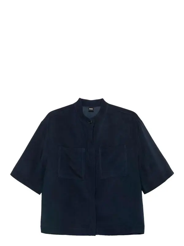 BOSS Band-collar Shirt - Blue
