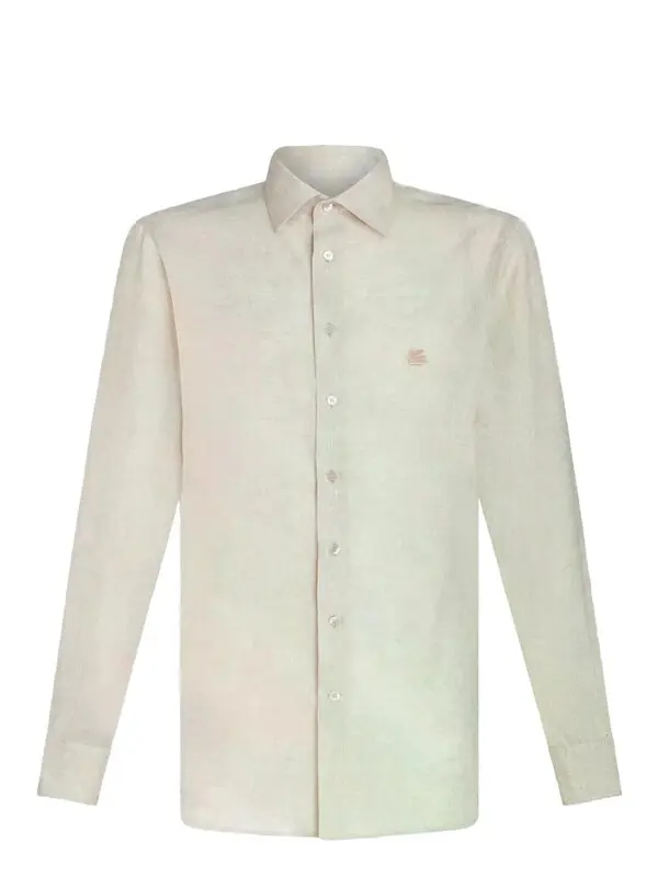 Etro Pegaso-embroidered Mélange-effect Shirt - Neutrals