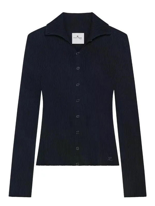 COURREGES Fine-ribbed Cardigan - Blue