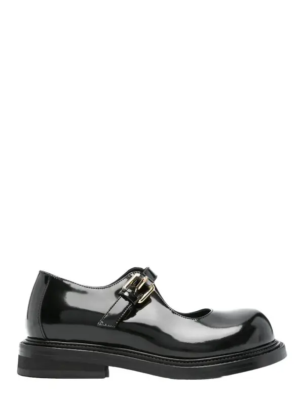 Moschino Leather Mary Jane Flats With Buckle - Black