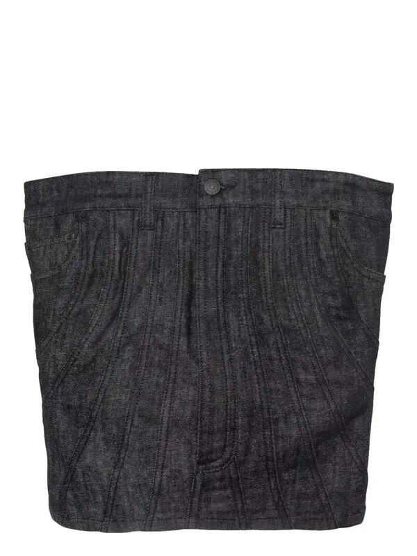 MUGLER Denim Bustier Top - Blue