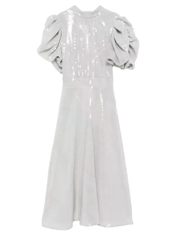 ROTATE BY BIRGER CHRISTENSEN Sequined Puff-sleeve Midi Dress - Grey