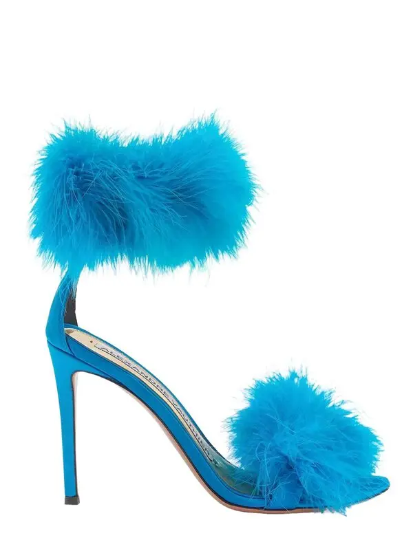 Alexandre Vauthier Veronica 105mm Feather-detailing Sandals - Blue