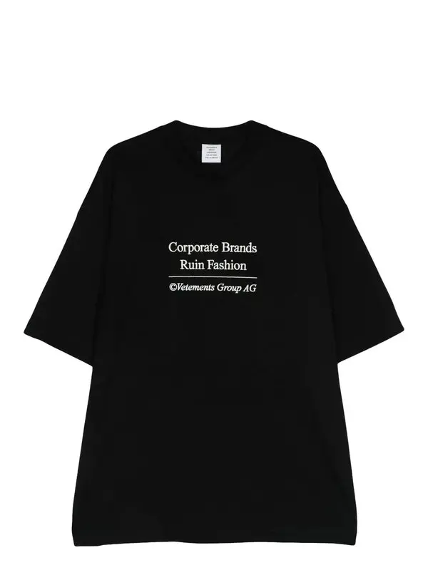 Vetements Logo-embroidered T-shirt - Black