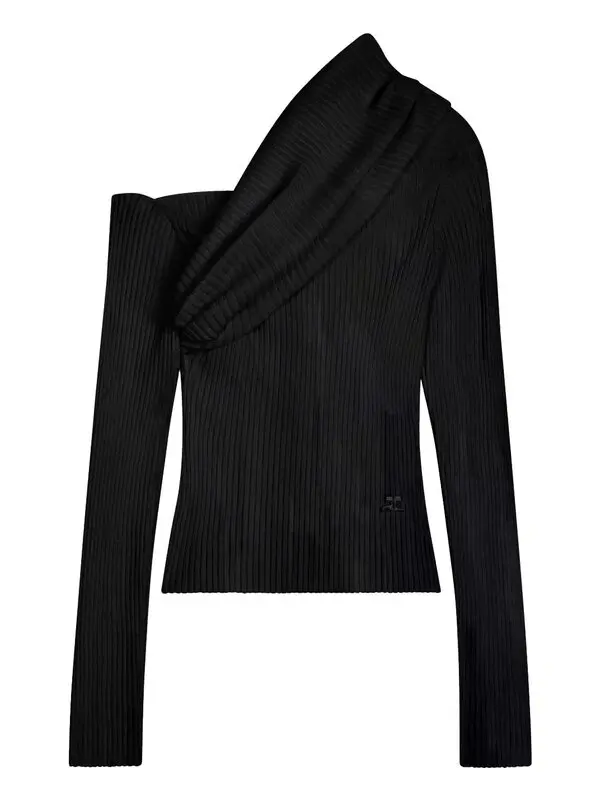 COURREGES Logo-embroidered Knitted Jumper - Black
