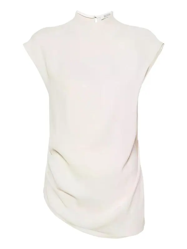 Gauchère Crepe Asymmetric Sleeveless Blouse - Neutrals