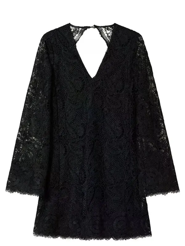 TWINSET Macramé Lace Mini Dress - Black