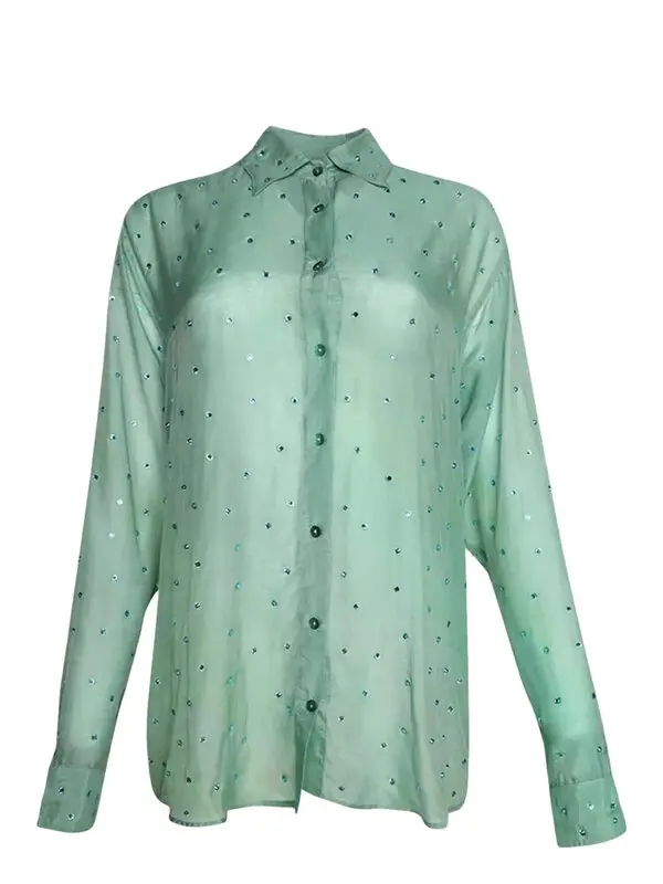 Oseree Gems Crystal-embellished Long-sleeve Shirt - Green