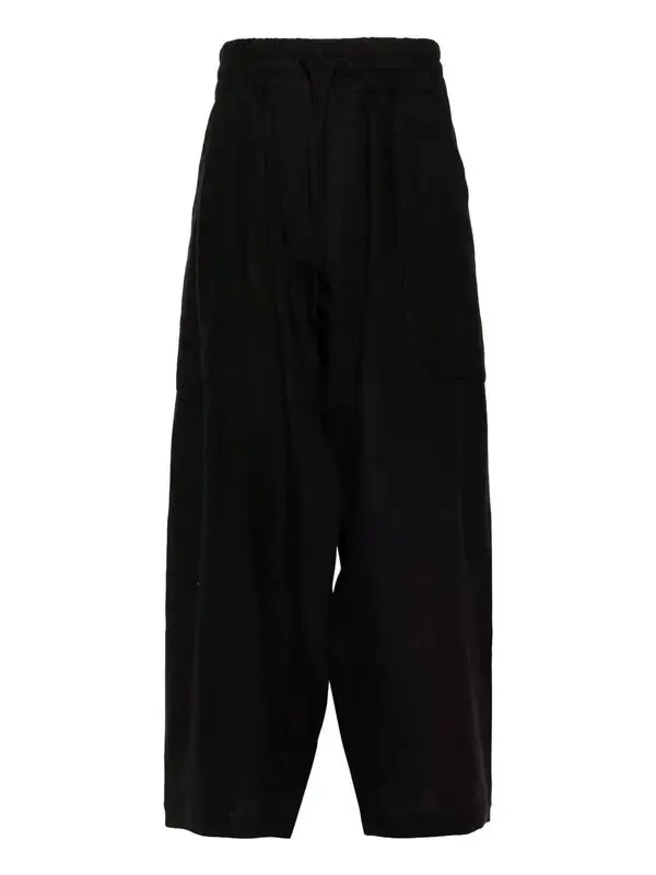 JAN JAN VAN ESSCHE Drop-crotch Linen Trousers - Black