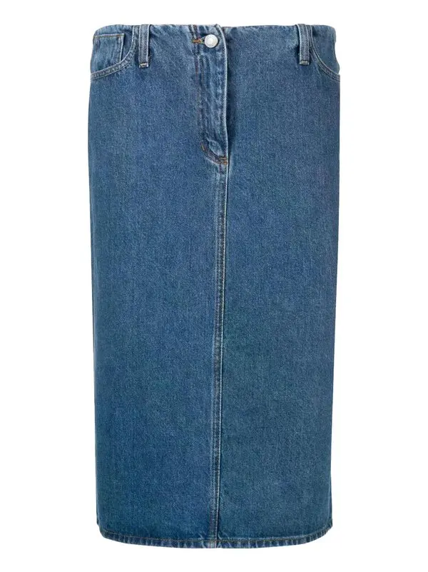 Magda Butrym Engraved-logo Denim Pencil Skirt - Blue