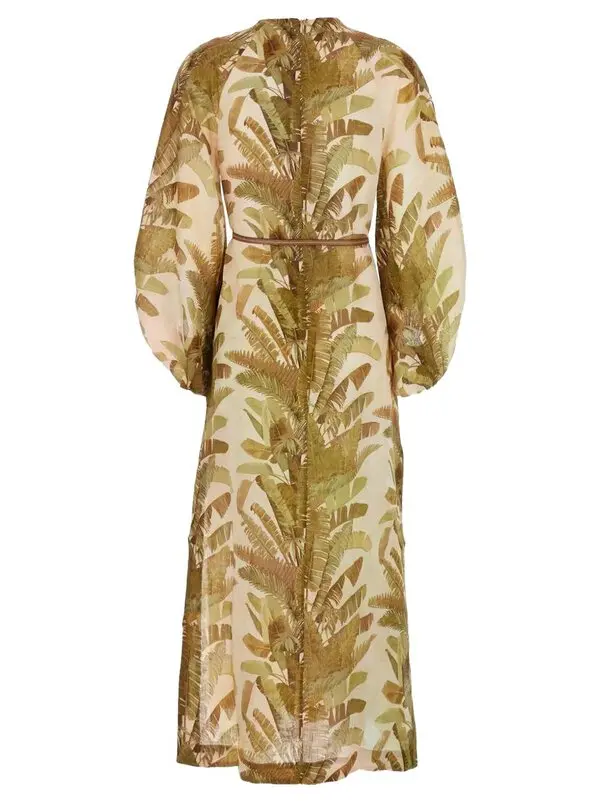 Zimmermann Ascension Leaf-print Midi Dress - Neutrals