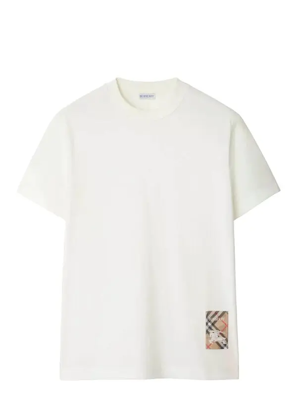 Burberry Check-patch Cotton T-shirt - White