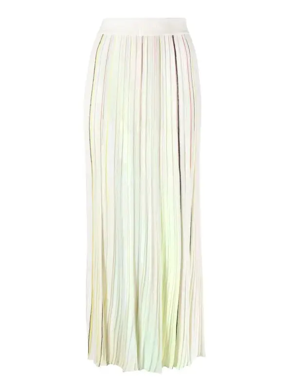 Sonia Rykiel Paris Striped Pleated Maxi Skirt - White