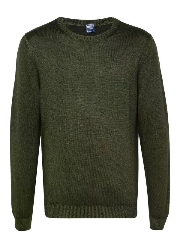Fedeli Merino Wool Crew Neck Sweater - Green