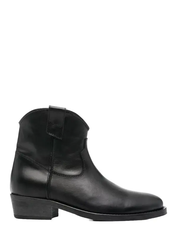VIA ROMA 15 Cowboy Leather Ankle Boots - Black