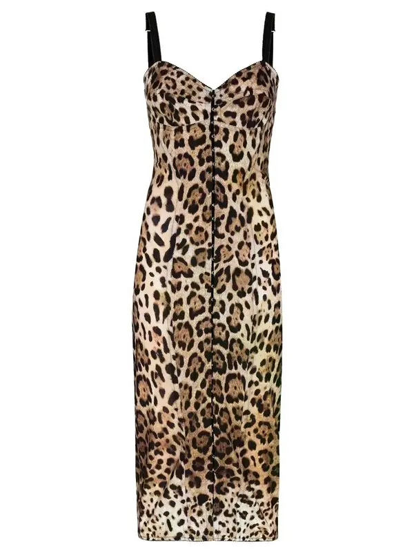 Dolce & Gabbana Leopard-print Midi Dress - Neutrals