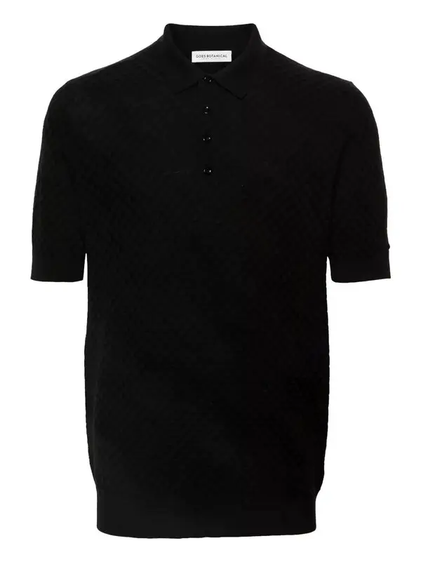 GOES BOTANICAL Interlock Merino Wool Polo Shirt - Black