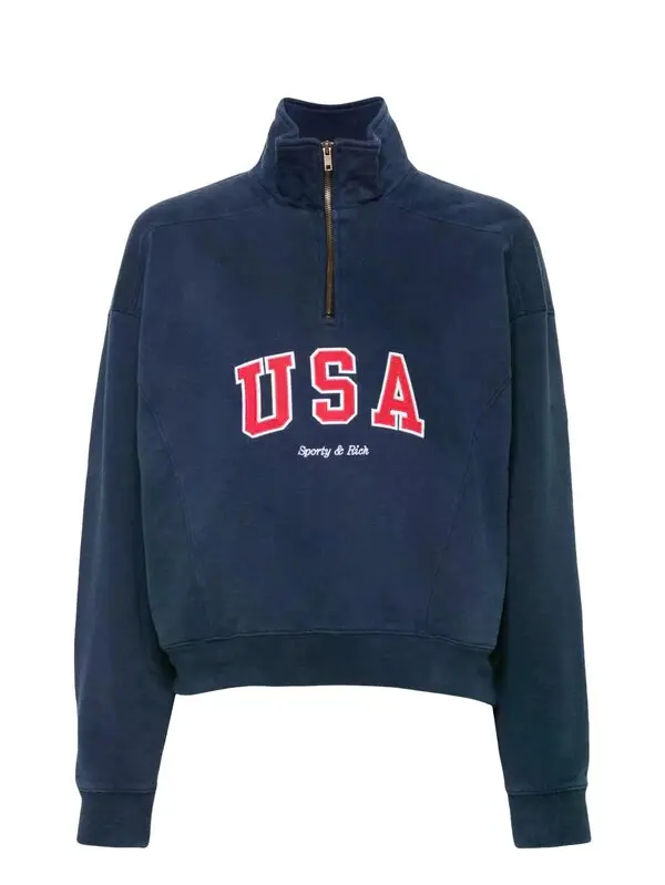 SPORTY & RICH Embroidered-motif Sweatshirt - Blue
