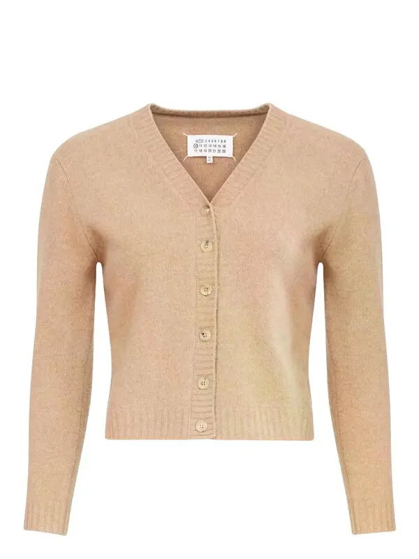 MAISON MARGIELA V-neck Wool Cardigan - Neutrals