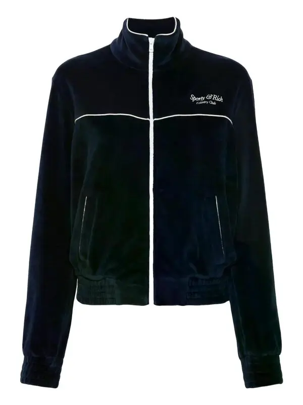 SPORTY & RICH Velour Zip-up Jacket - Blue