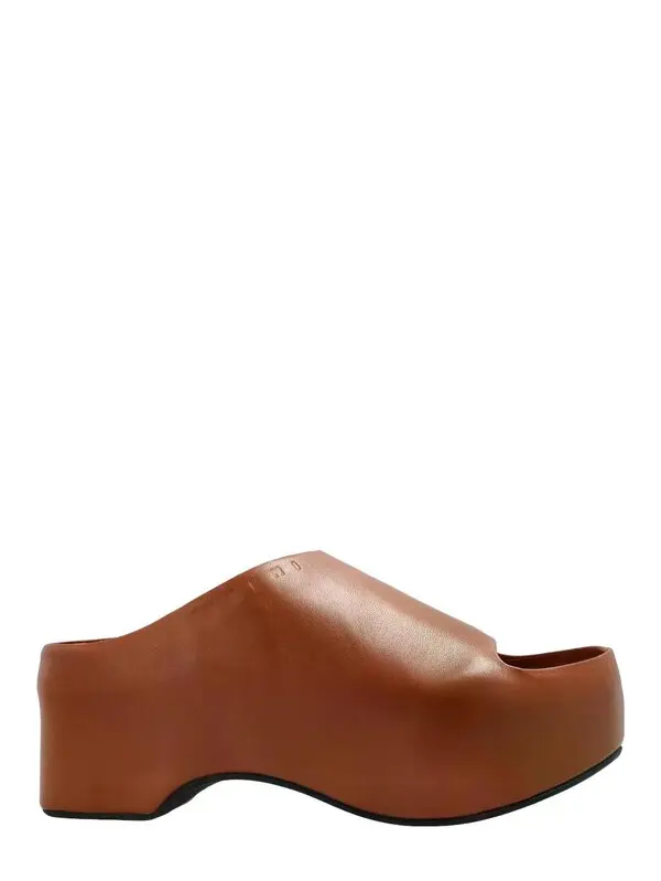 Marni Leather Platform Mules - Brown
