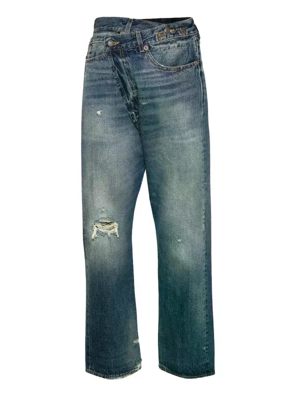 R13 Crossover Distressed Skinny Jeans - Blue