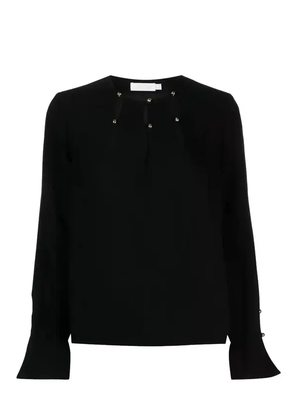 Simkhai Sharon Long-sleeve Crepe Blouse - Black