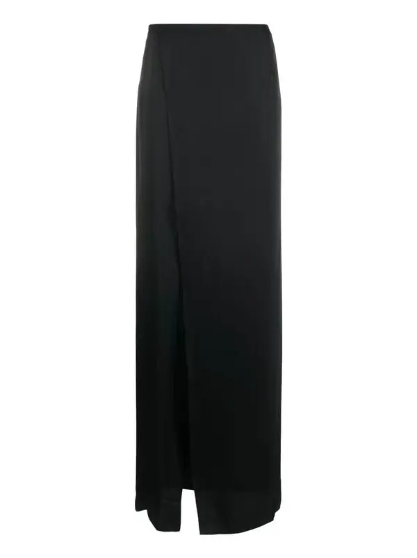 MAISON CLOSE Wrap-design Satin Skirt - Black
