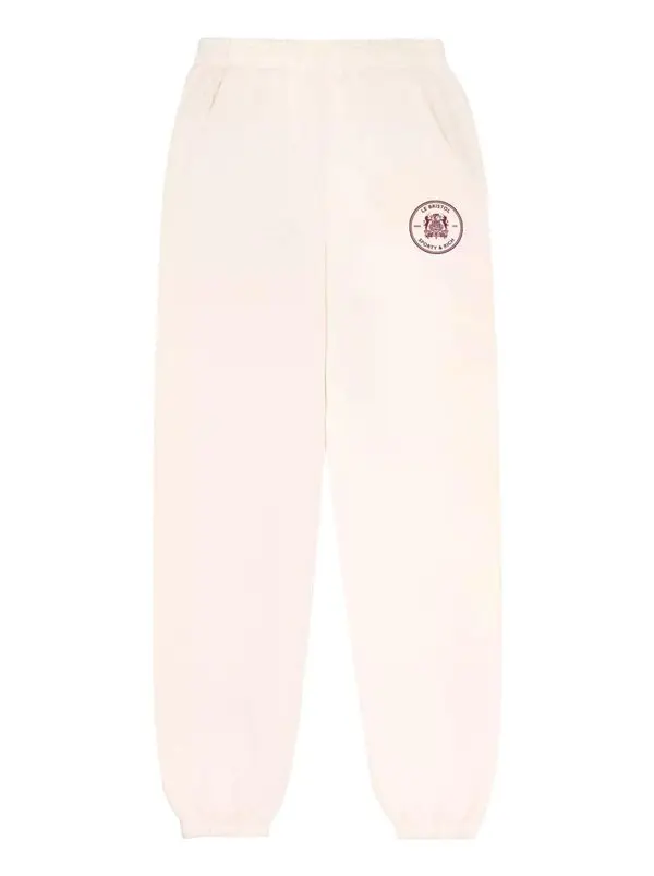 SPORTY & RICH Bristol Crest Cotton Track Pants - Neutrals