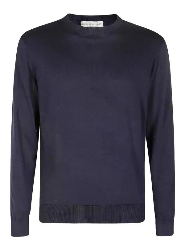 FILIPPO DE LAURENTIIS Crew-neck Fine-knit Sweater - Blue