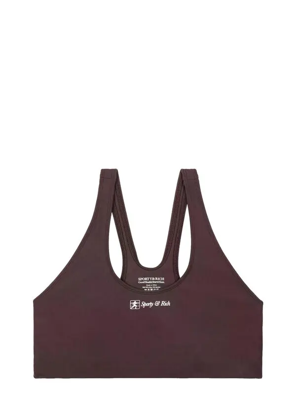 SPORTY & RICH Runner Script Sports Bra - Brown