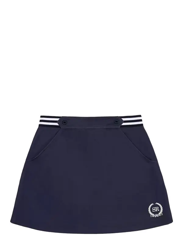 SPORTY & RICH Kelly Logo-embroidered A-line Skirt - Blue