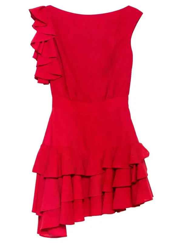 SAIID KOBEISY Ruffled Short Dress - Red
