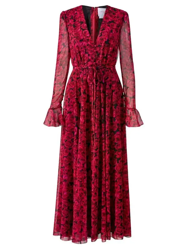 Carolina Herrera Georgette Midi Dress - Red