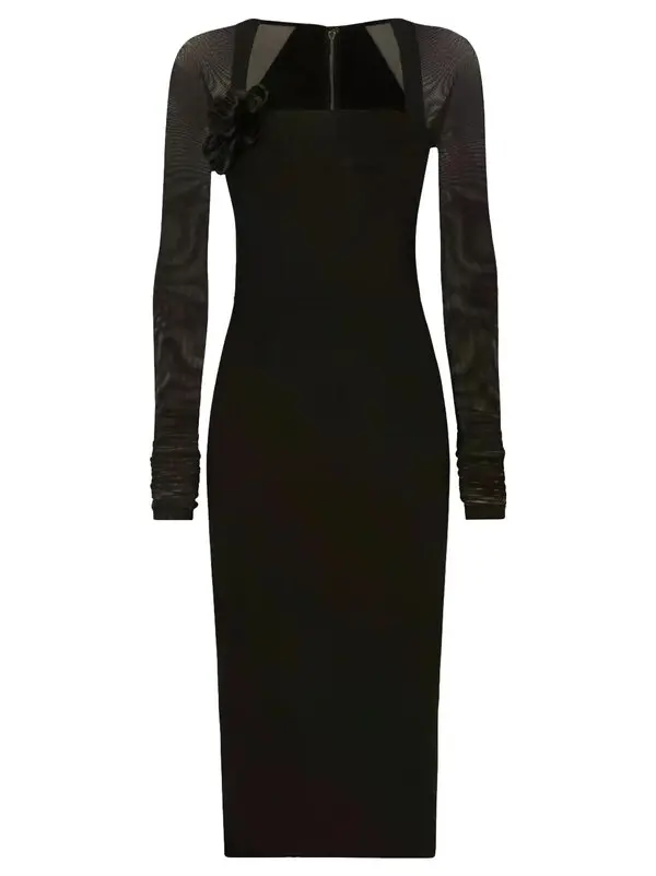 Dolce & Gabbana Tulle-sleeve Midi Dress - Black