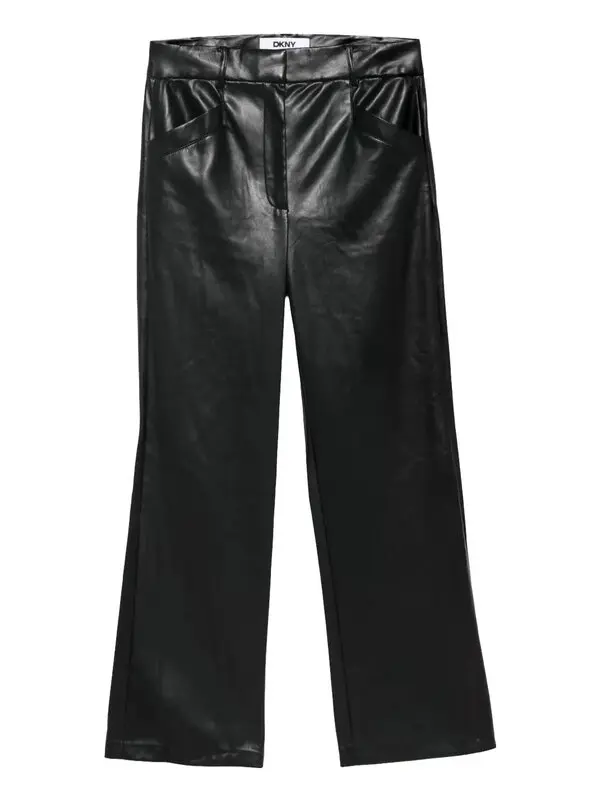 Dkny Flared Faux Leather Trousers - Black
