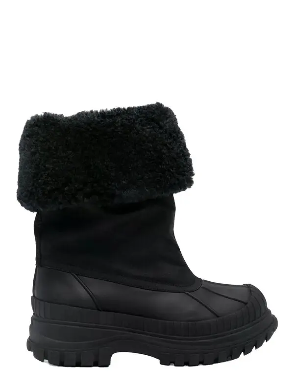 GANNI Faux Shearling Trim Boots - Black