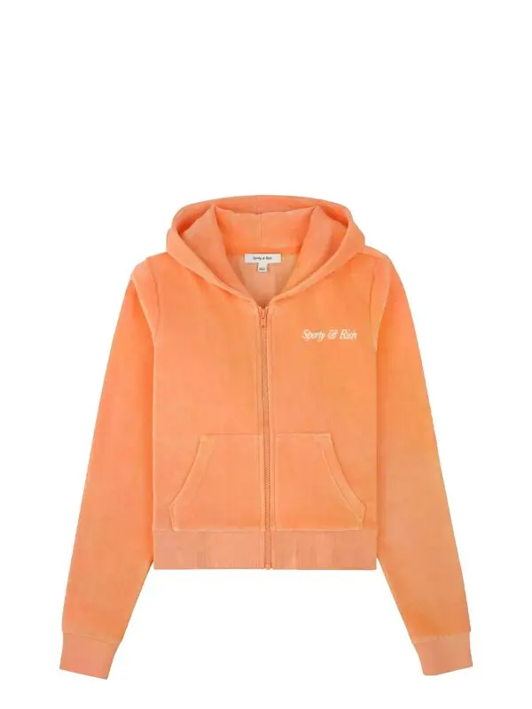 SPORTY & RICH Italic-logo Zip-up Hoodie - Orange