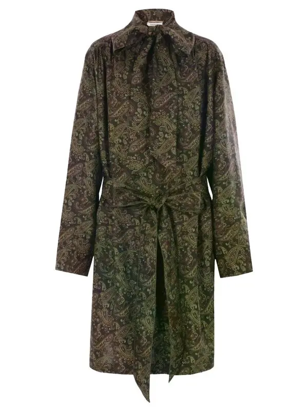 Saint Laurent Paisley-print Silk Dress - Brown