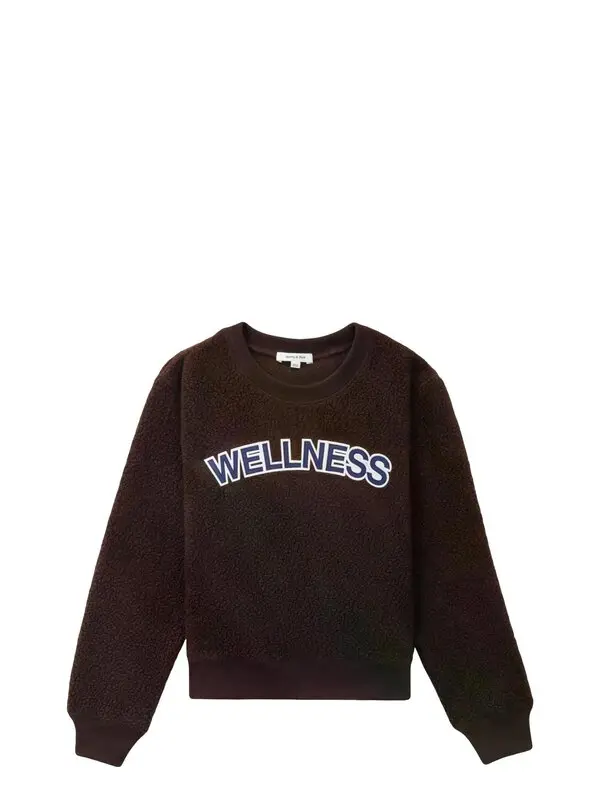 SPORTY & RICH Slogan-patch Fleece Jumper - Brown