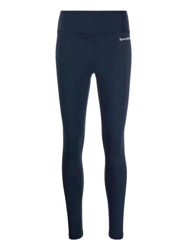 SPORTY & RICH Serif Logo-print Leggings - Blue