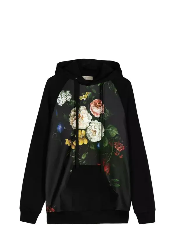 Elie Saab Floral-print Hoodie - Black
