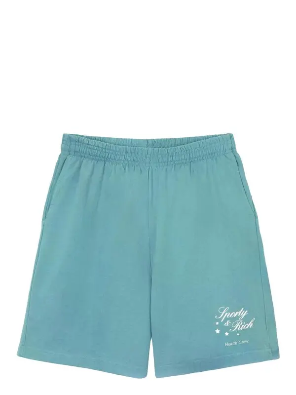SPORTY & RICH Stars Health Logo-print Shorts - Blue