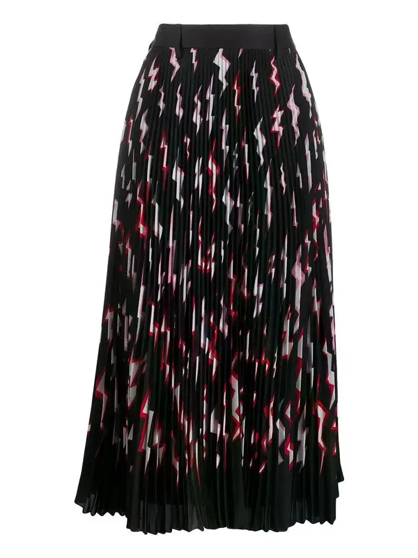 Prada Pleated Lightning Bolt Skirt - Black